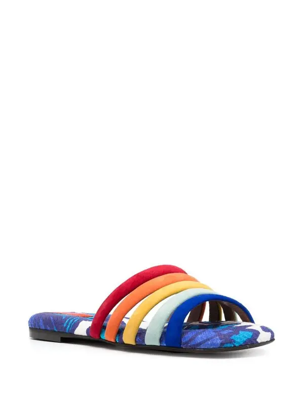 La DoubleJ Cotton-chevron Slides - Blue