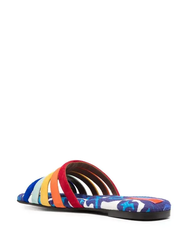 La DoubleJ Cotton-chevron Slides - Blue