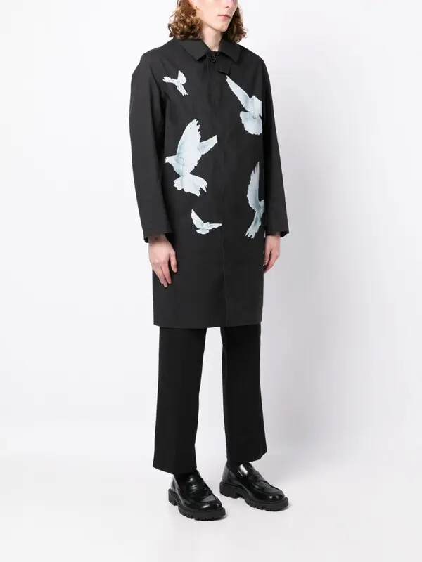 3.PARADIS Bird-print Cotton Trench Coat