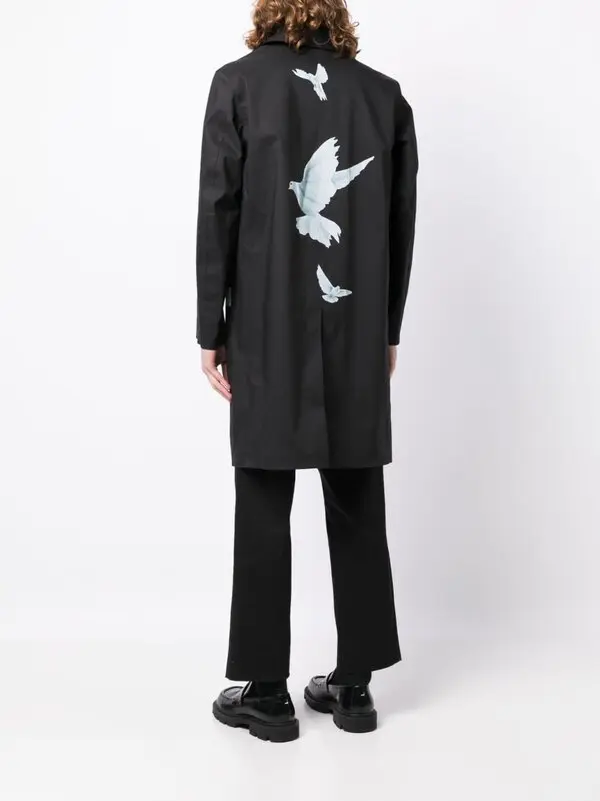 3.PARADIS Bird-print Cotton Trench Coat