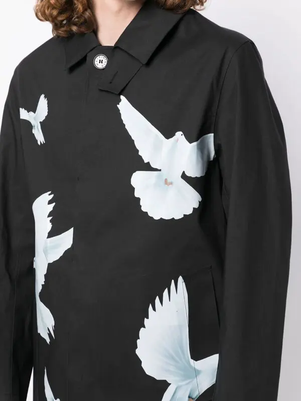 3.PARADIS Bird-print Cotton Trench Coat