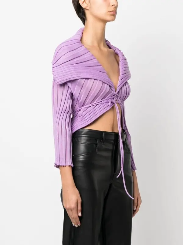 A. ROEGE HOVE Ara Wide-collar Wrap Cardigan - Purple