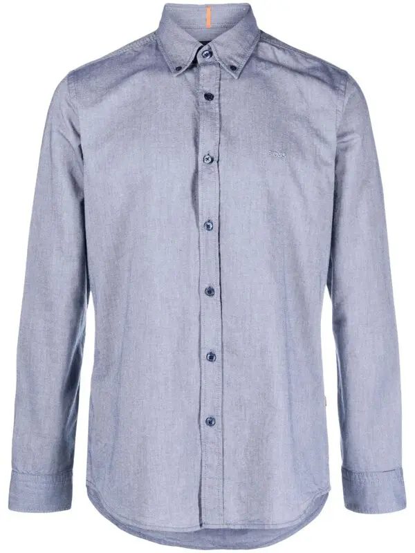 BOSS Embroidered-logo Detail Shirt - Grey