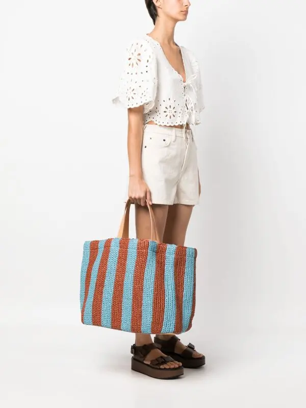 La DoubleJ Riviera Striped Raffia Tote
