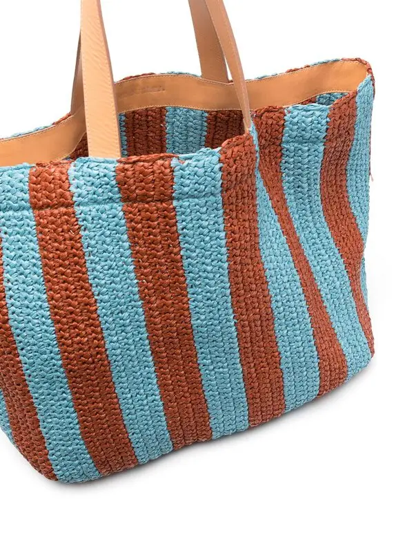 La DoubleJ Riviera Striped Raffia Tote