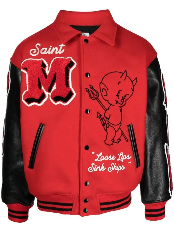 SAINT MXXXXXX Devil Varsity Jacket - Red
