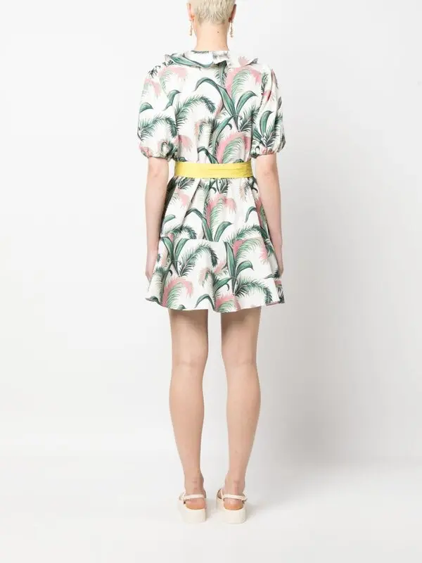 Maison Kitsuné Leaf-print Belted Wrap Dress