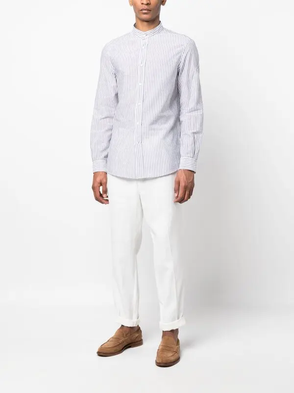 Brunello Cucinelli Long-sleeve Striped Buttoned Shirt - White