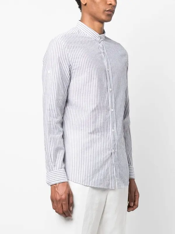 Brunello Cucinelli Long-sleeve Striped Buttoned Shirt - White