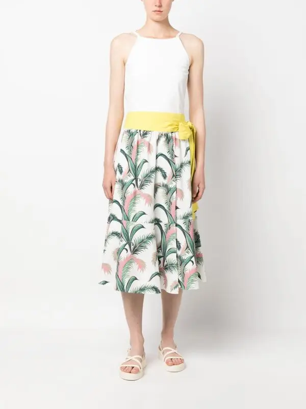 Maison Kitsuné Leaf-print Tiered Skirt
