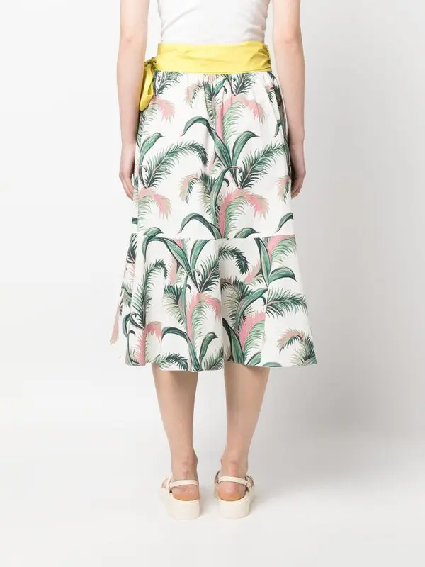 Maison Kitsuné Leaf-print Tiered Skirt