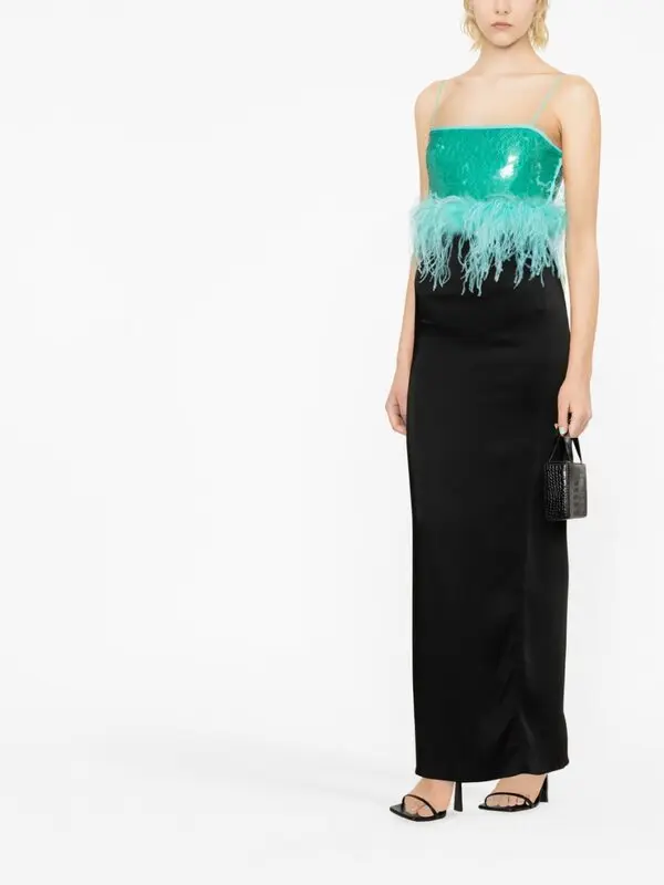 Giuseppe Di Morabito Crystal-embellished Feather-trim Top - Blue