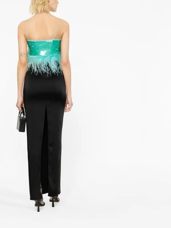 Giuseppe Di Morabito Crystal-embellished Feather-trim Top - Blue