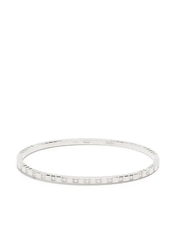 Chopard 18kt White Gold Ice Cube Diamond Bangle - Silver
