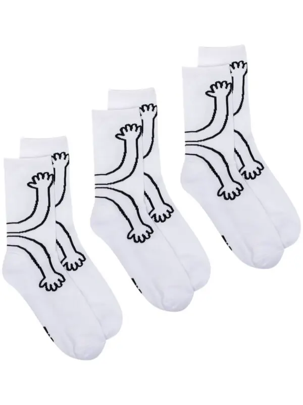 Natasha Zinko Hands-print Three-pack Socks