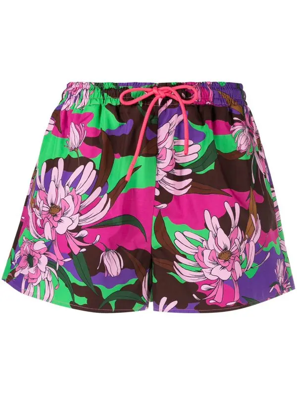 Moncler Floral-print Thigh-length Shorts - Pink
