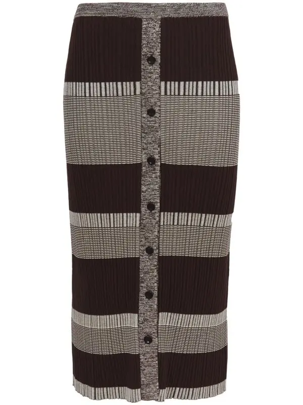 Proenza Schouler White Label Striped Midi Skirt - Brown
