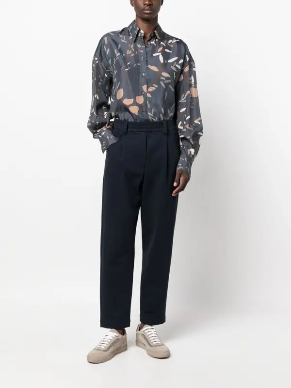 Brunello Cucinelli Leaf-print Silk Shirt