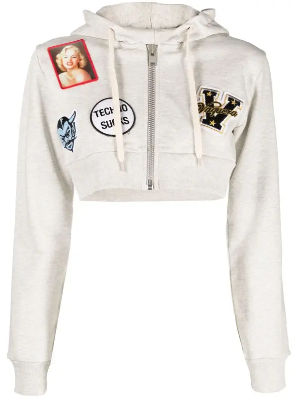 Vaquera Patch-detail Cotton Cropped Hoodie