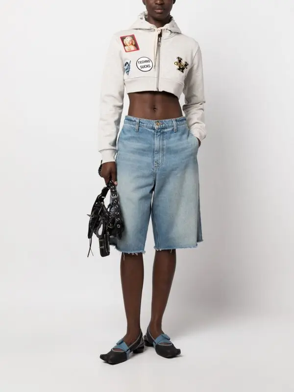 Vaquera Patch-detail Cotton Cropped Hoodie