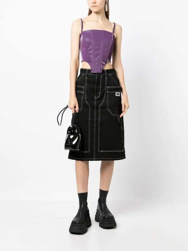 GROUND ZERO Panelled Denim Midi Skirt