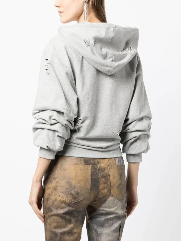 GROUND ZERO Distressed Zip-front Hoodie