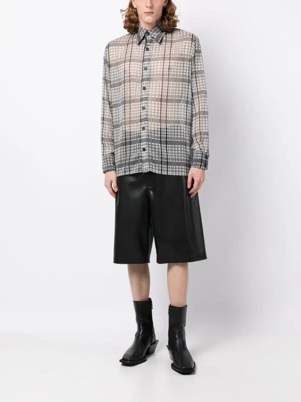 AV VATTEV Semi-sheer Check-print Shirt