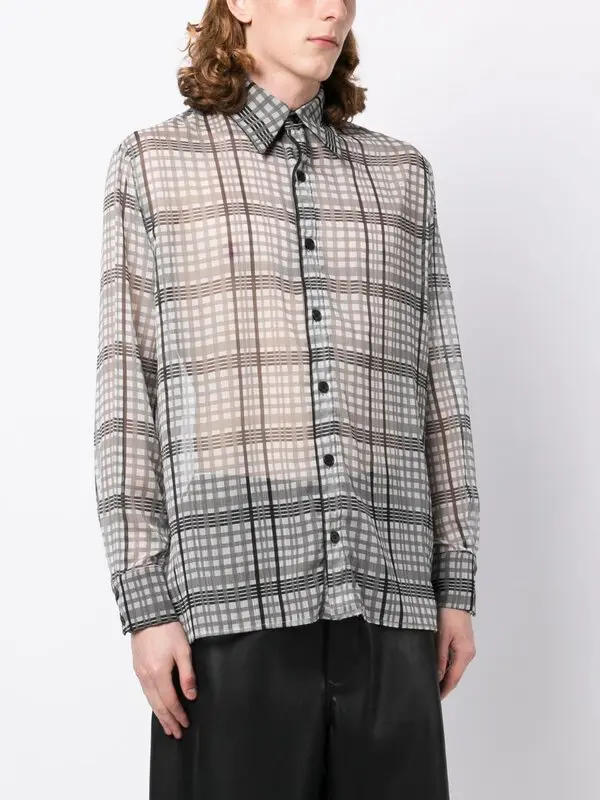 AV VATTEV Semi-sheer Check-print Shirt