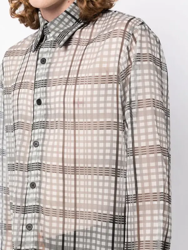 AV VATTEV Semi-sheer Check-print Shirt