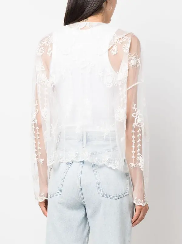 Philosophy Di Lorenzo Serafini Embroidered Sheer Blouse