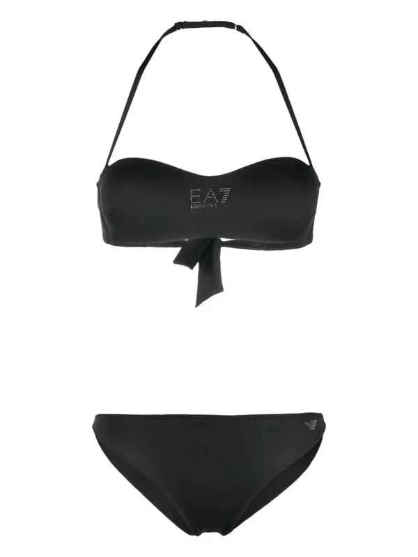 Emporio Armani Logo-embellished Bikini Set - Black