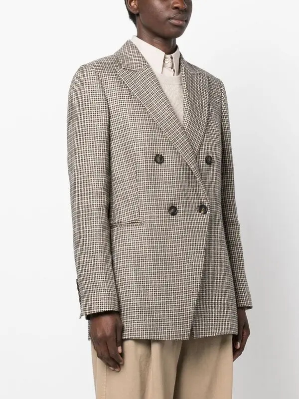 Brunello Cucinelli Houndstooth Double-breasted Blazer