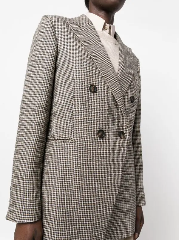 Brunello Cucinelli Houndstooth Double-breasted Blazer
