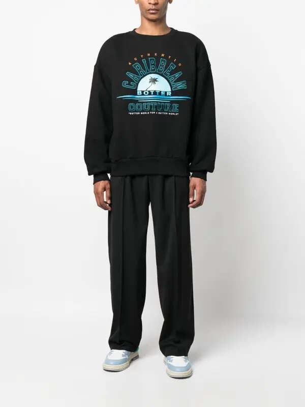 BOTTER Graphic-print Organic-cotton Sweatshirt - Black