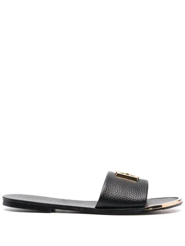 Dkny Logo-plaque Faux-leather Slides