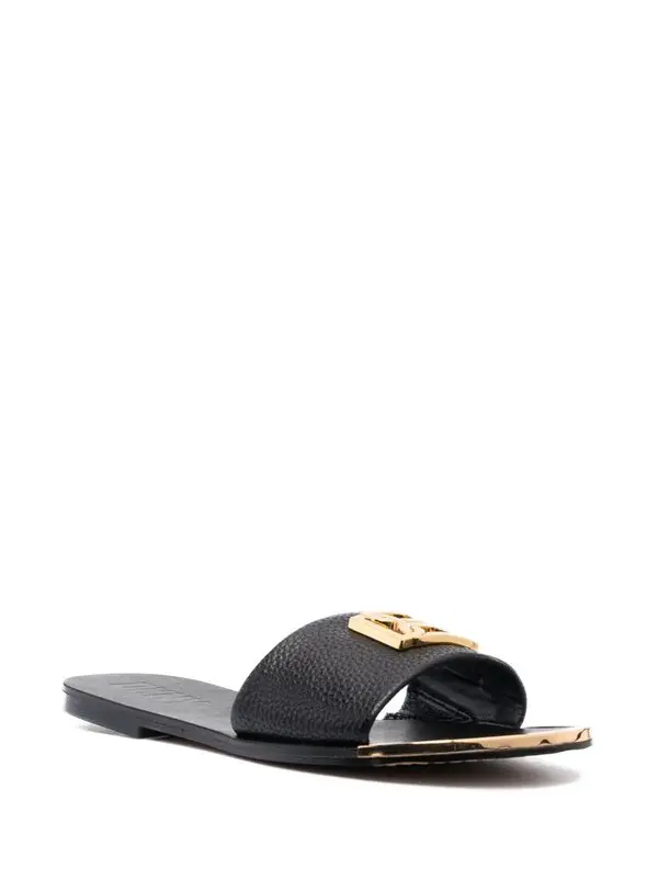 Dkny Logo-plaque Faux-leather Slides