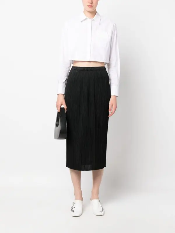 Issey Miyake Pleated High-waist Skirt - Black
