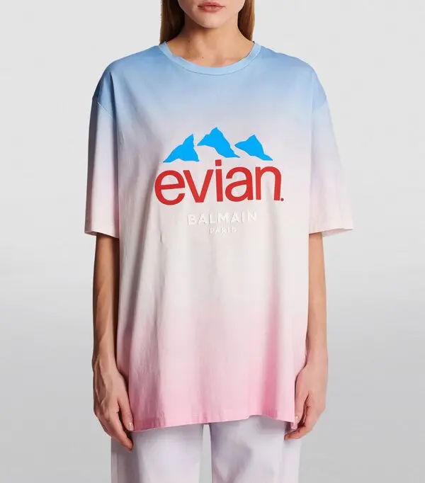 Balmain X Evian Gradient Printed T-Shirt - Pink | Editorialist