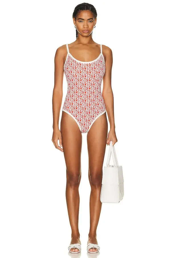 Moncler Logo Print One-piece Swimsuit - Orange