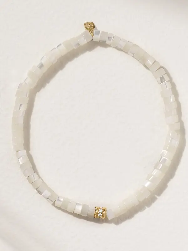 SYDNEY EVAN 14-karat Mother-of-pearl And Diamond Bracelet - Gold