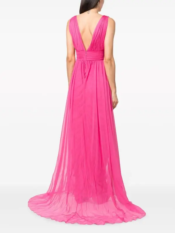 Alberta Ferretti Pleated Silk-chiffon Maxi Dress