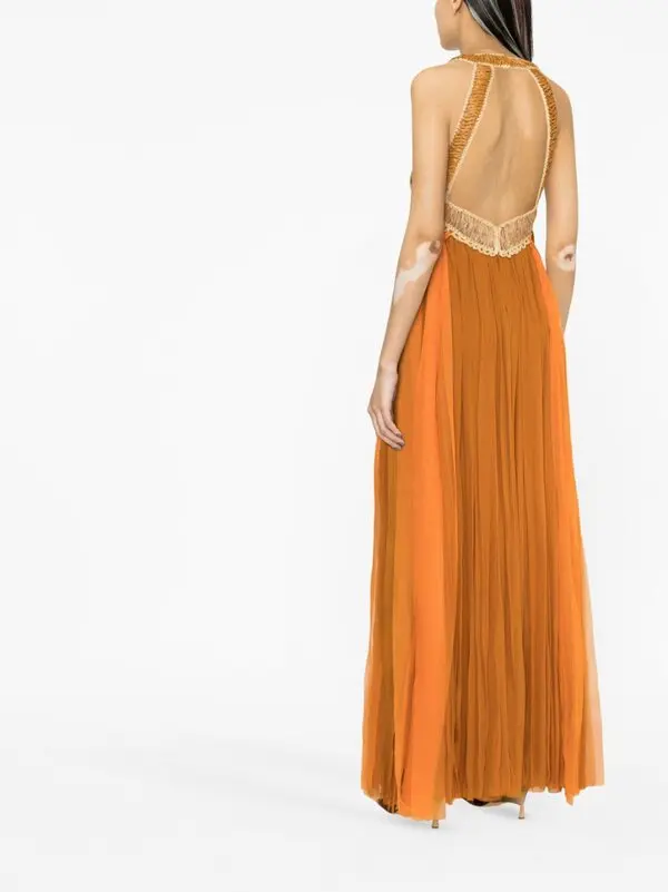 Alberta Ferretti Embellished Fringed Maxi Dress