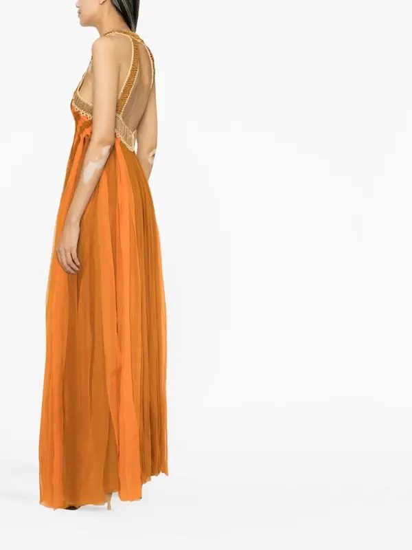 Alberta Ferretti Embellished Fringed Maxi Dress