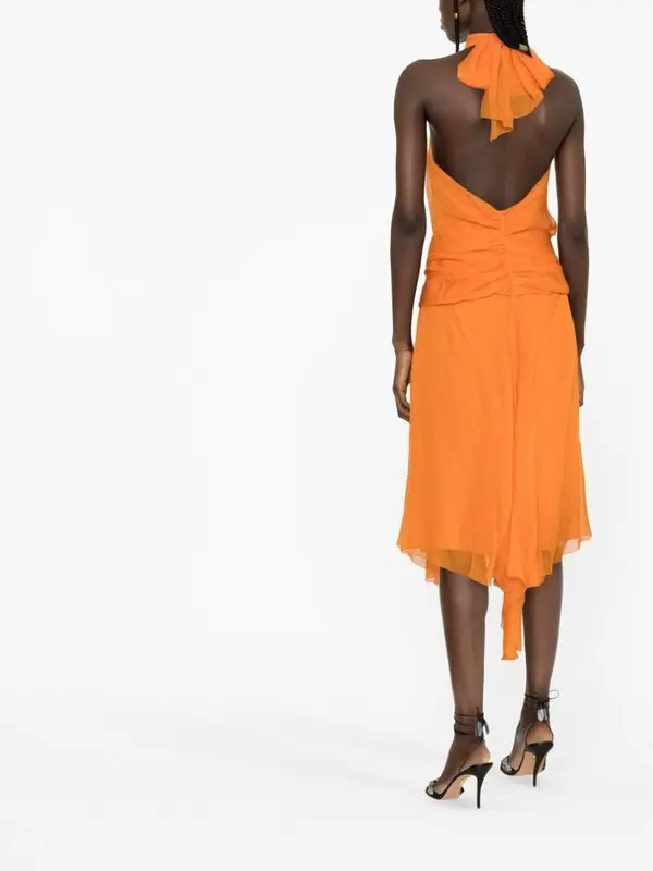Alberta Ferretti Halterneck Draped Silk-chiffon Midi Dress