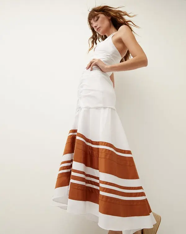 veronica beard fitz halter dress Coral In White/Golden Sand - 70% Off FM-LPFR-1