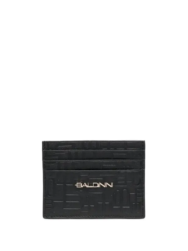 BALDININI Monogram-pattern Leather Card Holder - Black