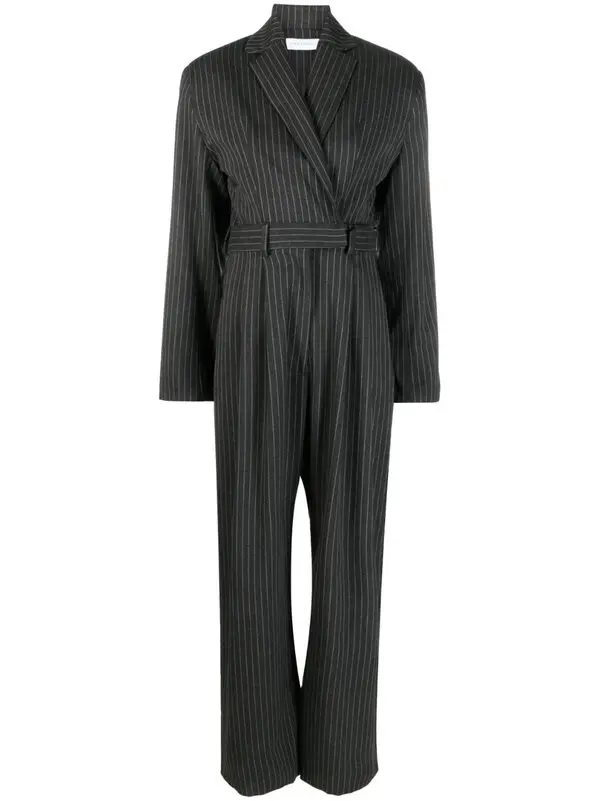 IOANA CIOLACU Pinstripe-print Wool Jumpsuit - Black