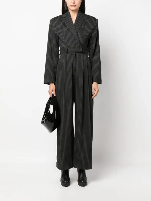 IOANA CIOLACU Pinstripe-print Wool Jumpsuit