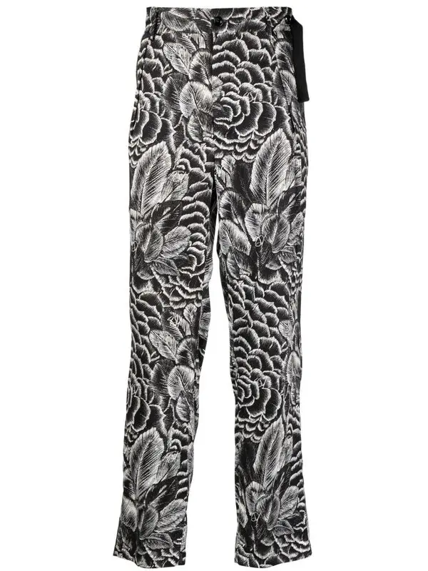 4SDESIGNS Floral-print Slim-cut Trousers