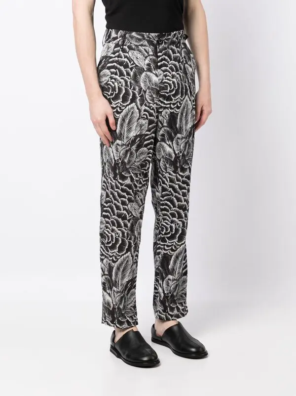 4SDESIGNS Floral-print Slim-cut Trousers
